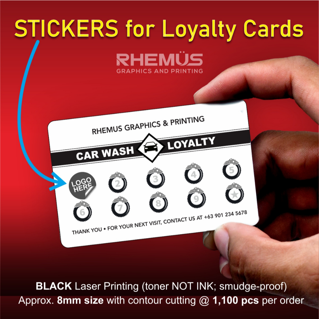 8mm STICKER STAMP for Loyalty Cards w/ CONTOUR CUT • 1,000 pcs • Laser ...