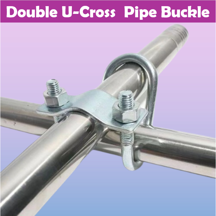 Double U-Cross Pipe Buckle Open End Steel Pipe Clamp Clips | Shopee ...