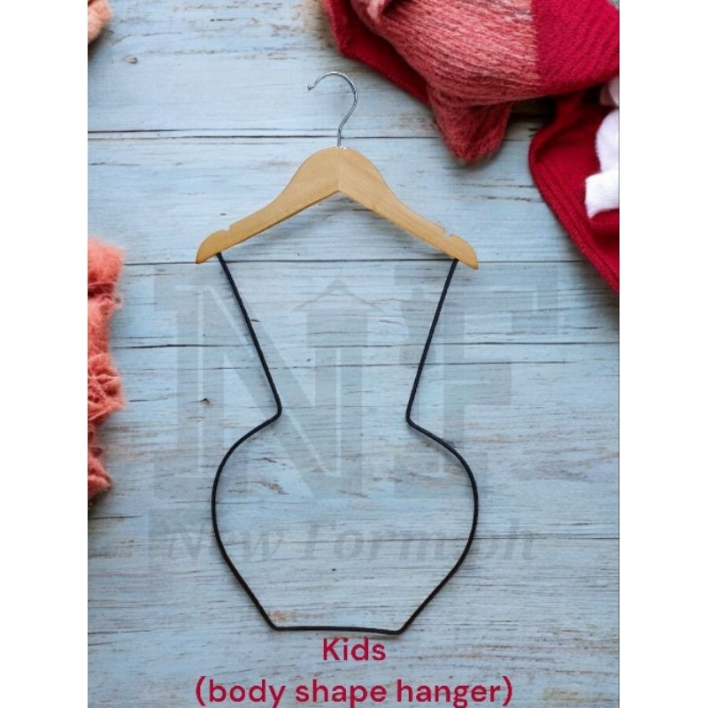 (Kids) Body Shape Hanger Child Wooden Body Shaper Hangers | Shopee ...