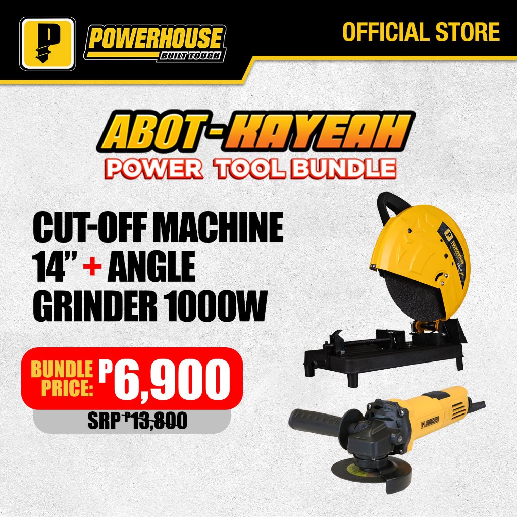 Powerhouse COMBO Cut-off Machine 14" 2500W 3HP + Angle Grinder Torque ...