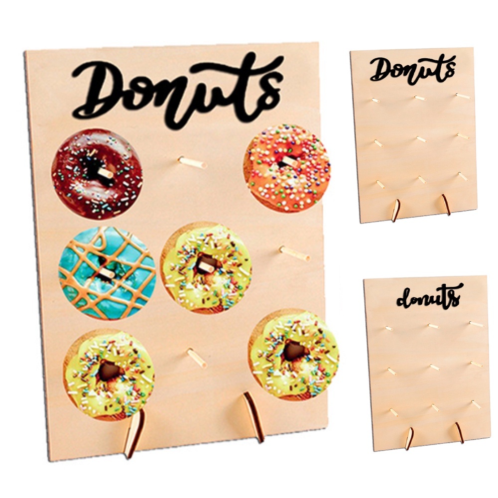 Wooden Doughnut Wall Display Stand Holder Rack for Party Wedding Candy ...