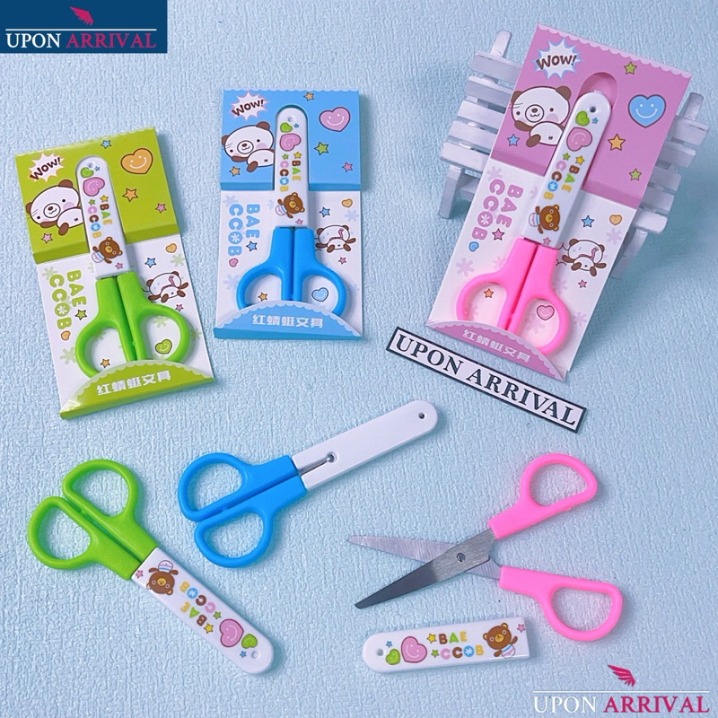 Child Safety Scissors Small Cute Bear Paper Cutting Scissors With Cover ...
