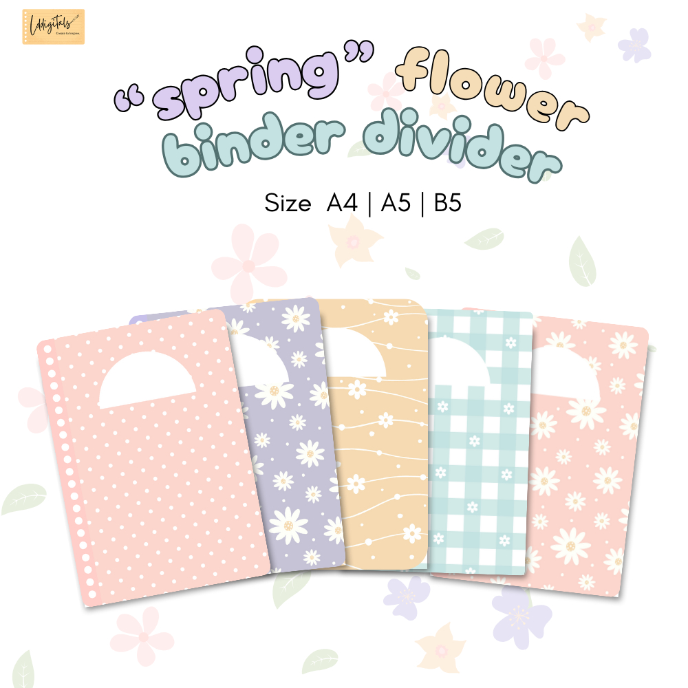 Spring Flower Binder Divider | A5, A6 and B5 Binder Divider | Spring ...