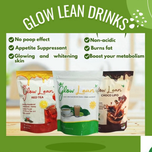 GLOW LEAN COFFEE | CHOCO | RED TEA | STELLAR | LIP SERUM | Shopee ...