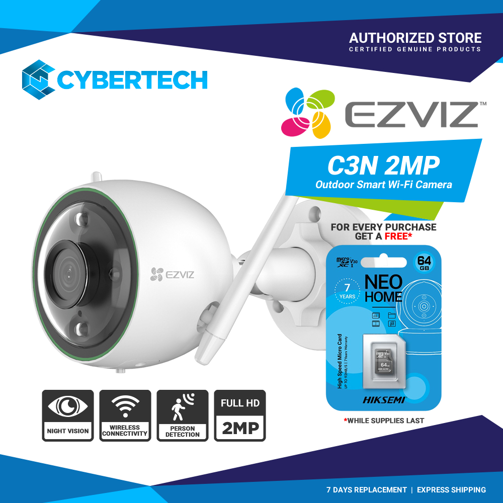 EZVIZ C3N 2MP Outdoor Security Camera Color Night Vision, 1080P AI ...