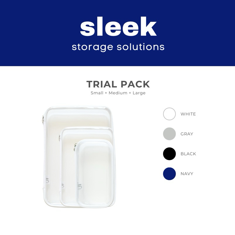 SLEEK Storage Solutions • 3-Size Trial Pack (Hard Shell Storage Bins ...