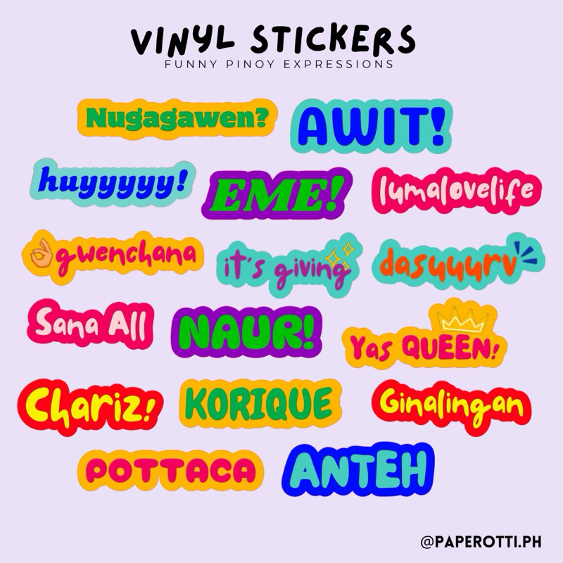 Funny Pinoy Expressions Waterproof Vinyl Stickers | paperotti.ig ...