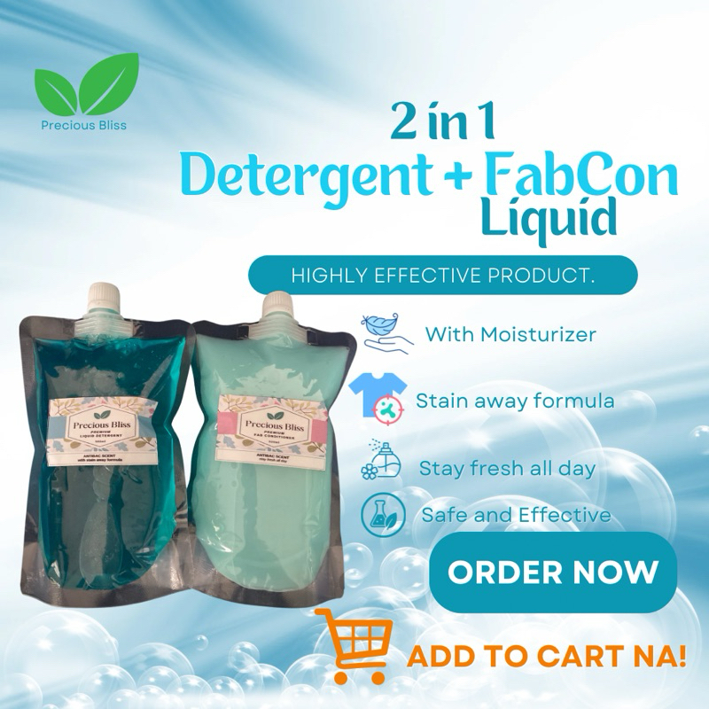 2 in 1 Detergent and FabCon 500ml each pouch | Shopee Philippines