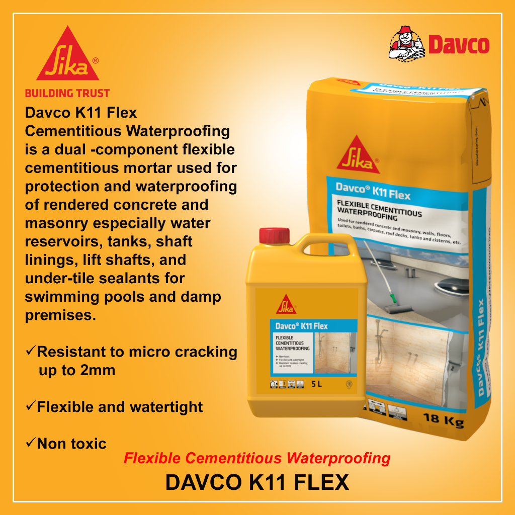 Sika Davco K11 Flex (AB) 23KG Flexible Cementitious Waterproofing ...
