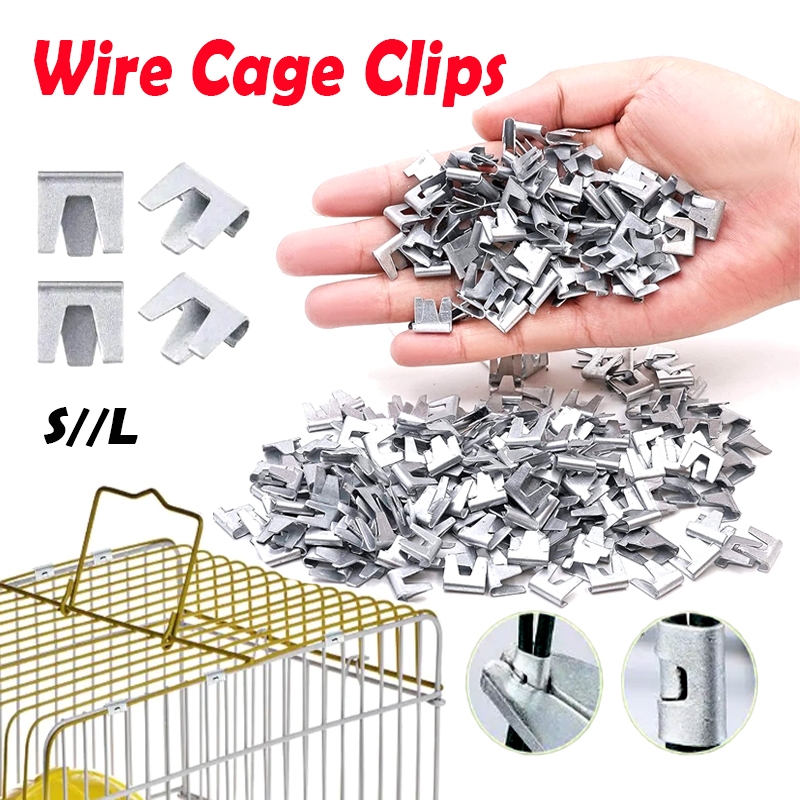 100Pcs Wire Cage clips M nail clip Buckles/staples clamps for rabbit ...