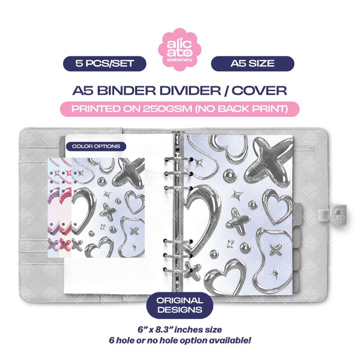Metallic A5 Binder 6 Ring Cover/Divider 250gsm (5pcs) | Kpop Photocard ...