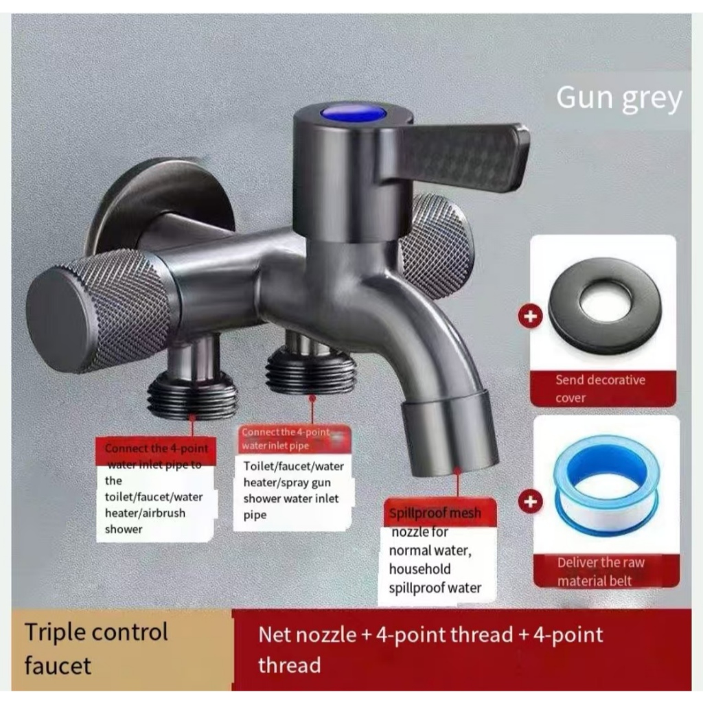 304 Stainless Steel Three Tap Multifunctional Stainless Steel Faucet ...