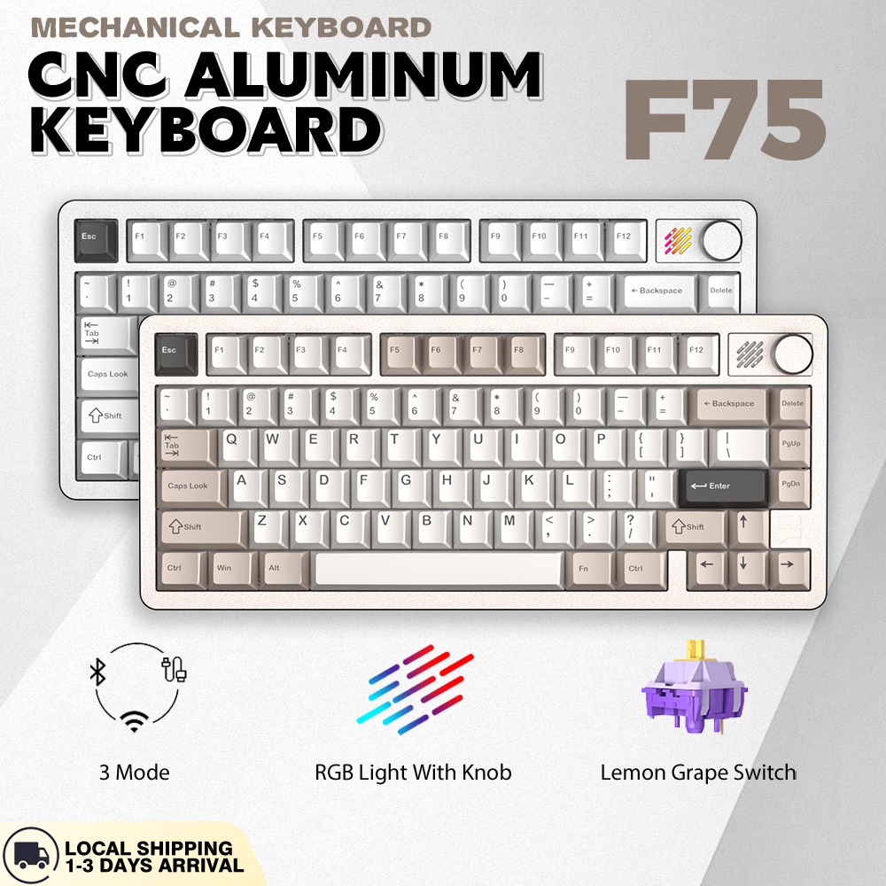 FURYCUBE F75 Aluminum Keyboard 75% GASKET Structure RGB Screen ...