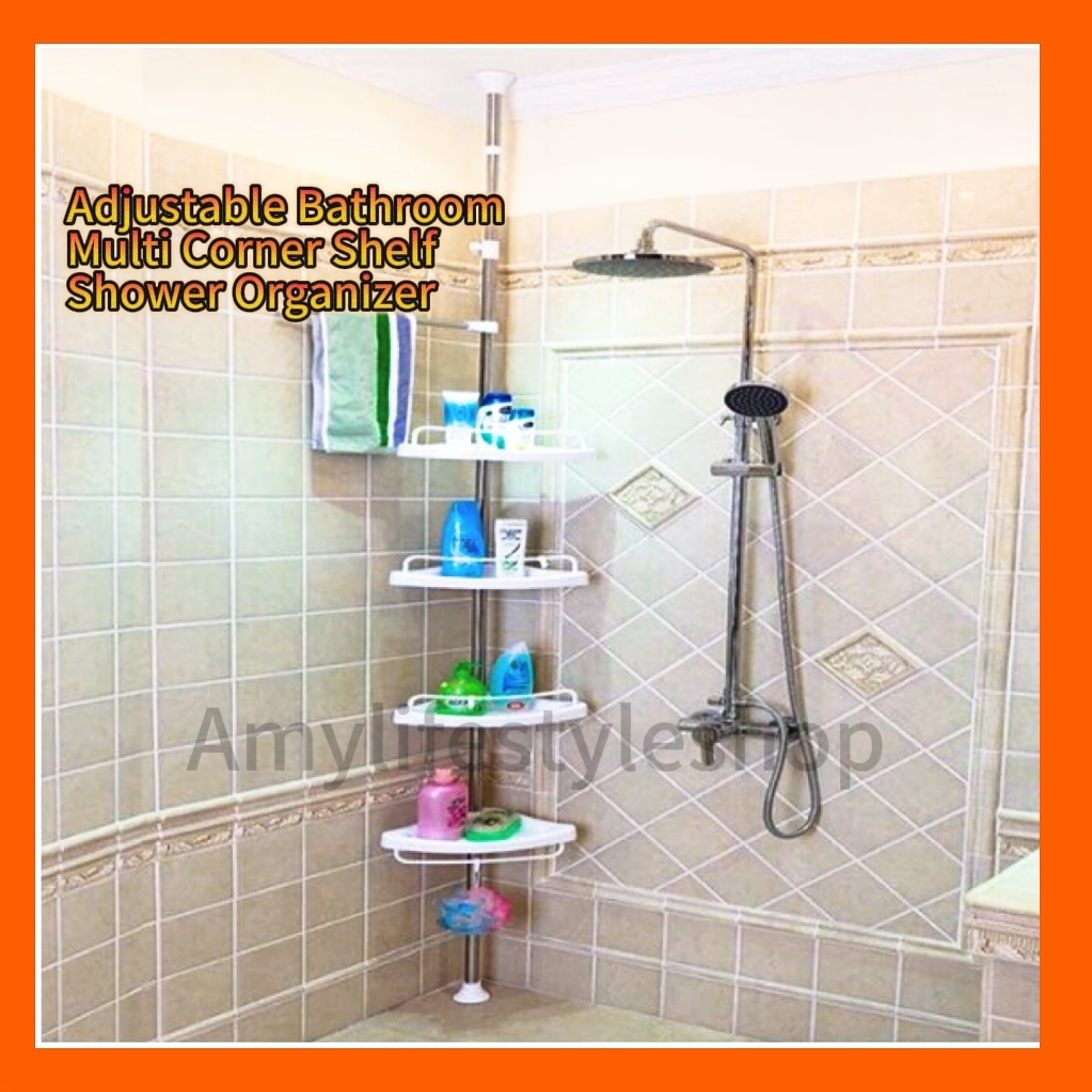 amylifestyleshop Bathroom Multi Corner Shelf Shower Organizer | Shopee ...