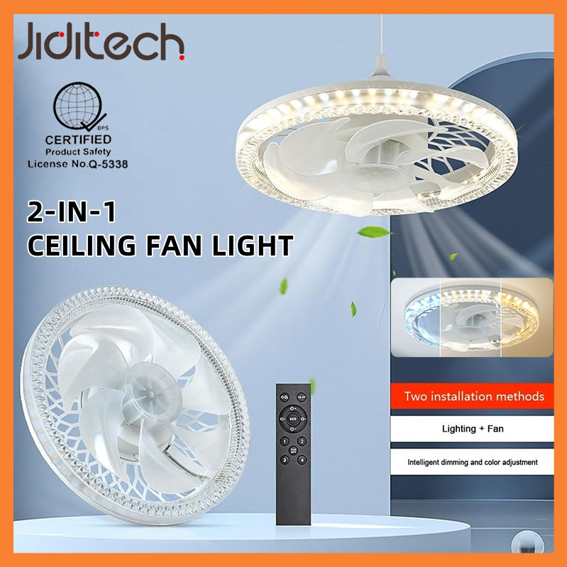 Jiditech Ceiling Fan LED Fan Light Ceiling Fan With Light 3 Modes Fan ...