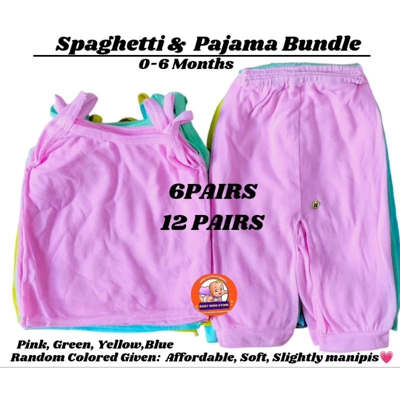 Infant Plain Colored Terno Spaghetti & Pajamas Bundle for Baby Random ...