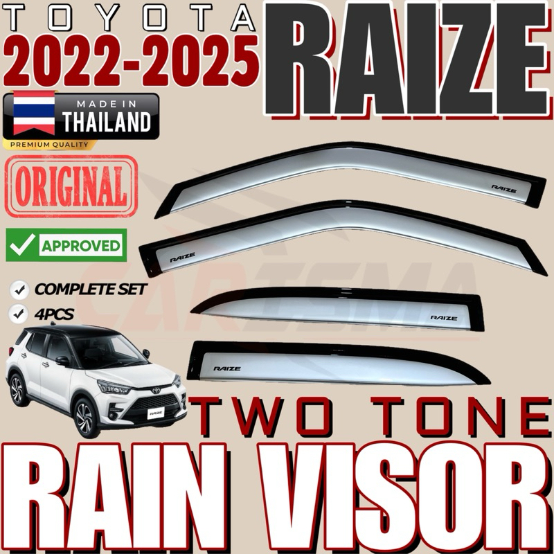 TOYOTA RAIZE 2022-2025 ORIGINAL RAIN VISOR BLACK SILVER TWO TONE (raize ...