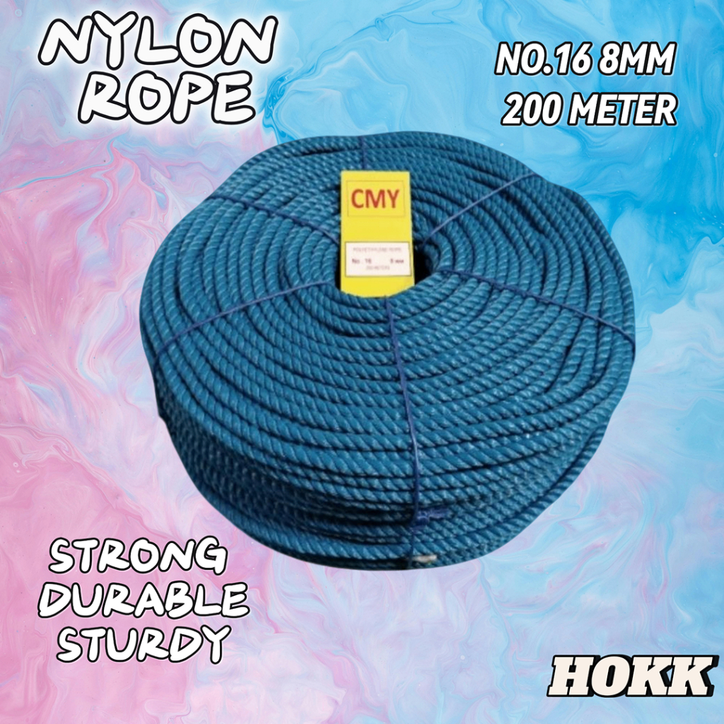 #16 8mm YELLOW/BLUE POLYETHYLENE ROPE (200 Meters)/NYLON ROPE/LUBID/TALI | Shopee Philippines