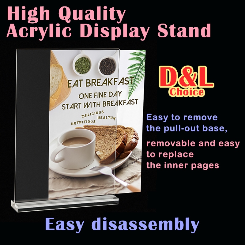A4/A5/A6 Acrylic Menu Display Stand Double Side Clear Desk Display T ...