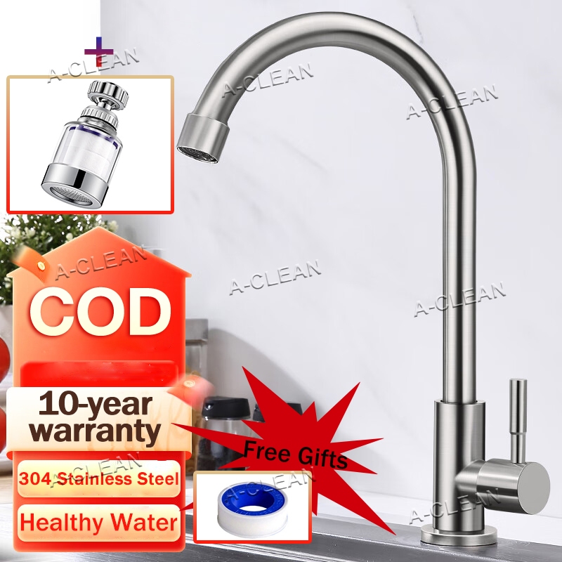 Kitchen Faucet Basin Tap Stainless steel 304 Faucet Single Cold 360 ...