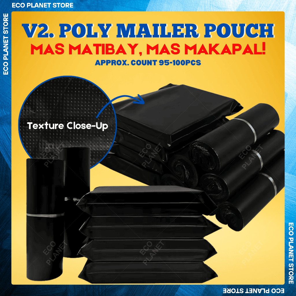 100pcs Black Poly Mailer Courier Shipping Pouch with Self-Adhesive ...