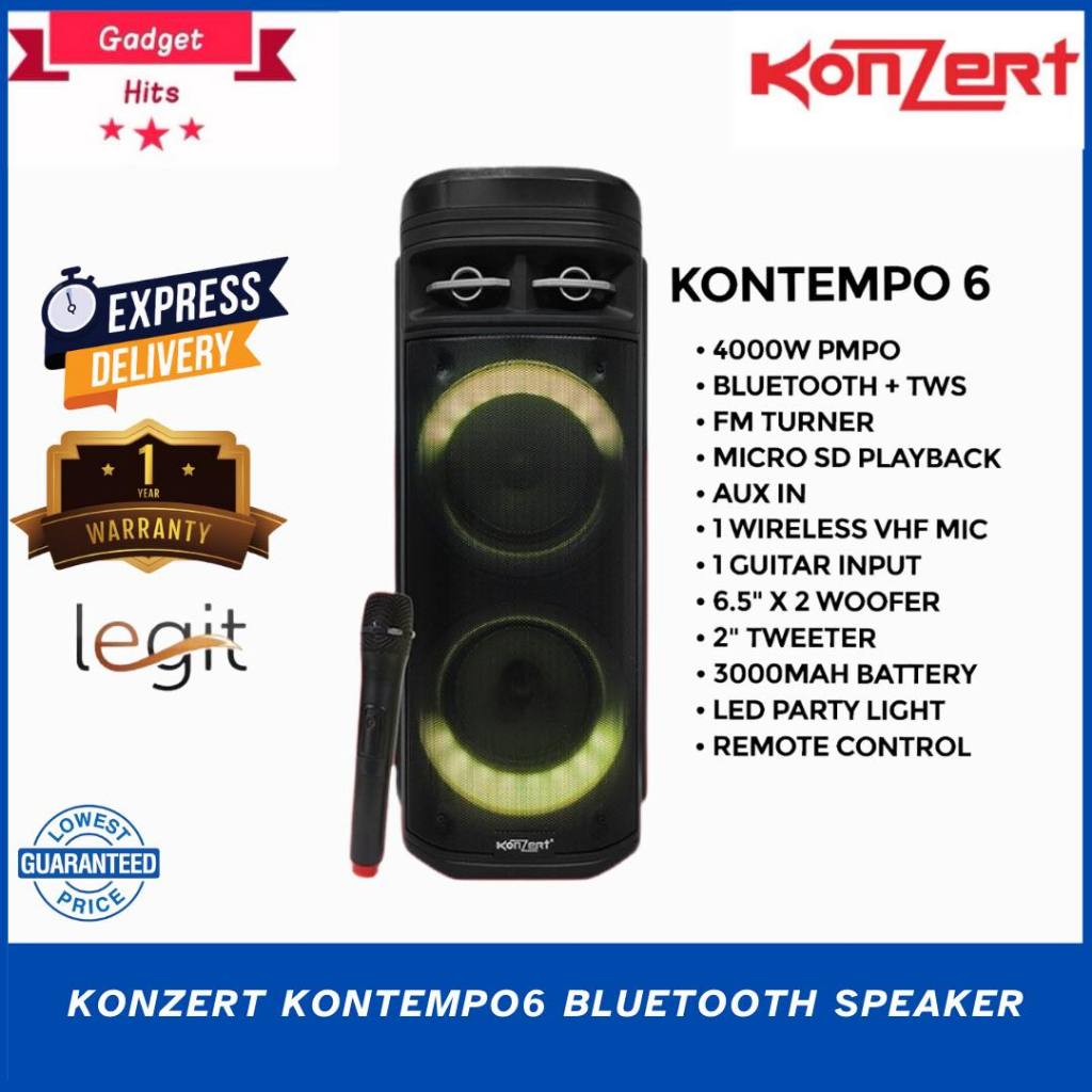 Konzert Kontempo 6 Karaoke Portable Speaker System 4000W PMPO w ...