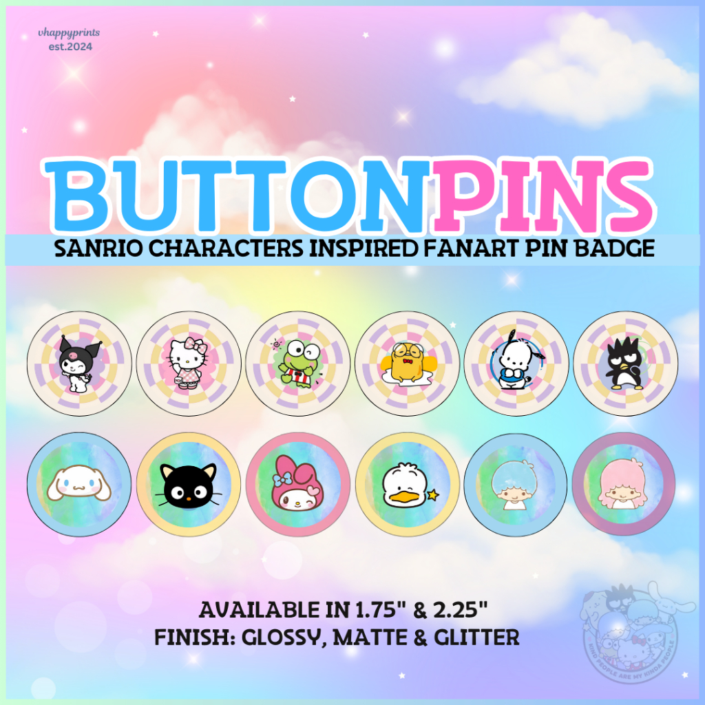 PIN BADGE Sanrio Characters Inspired Fanmade Button Pin | Shopee ...