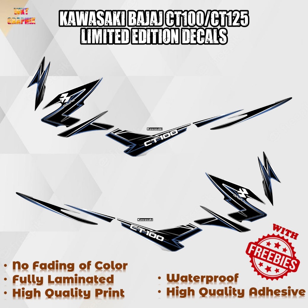 KAWASAKI BAJAJ CT100/CT125 LIMITED EDITION DECALS (WATERPROOF ...