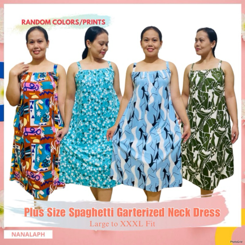 PLUS SIZE Spaghetti Garterized Neck Dress for Women [ Large to XXXL ...
