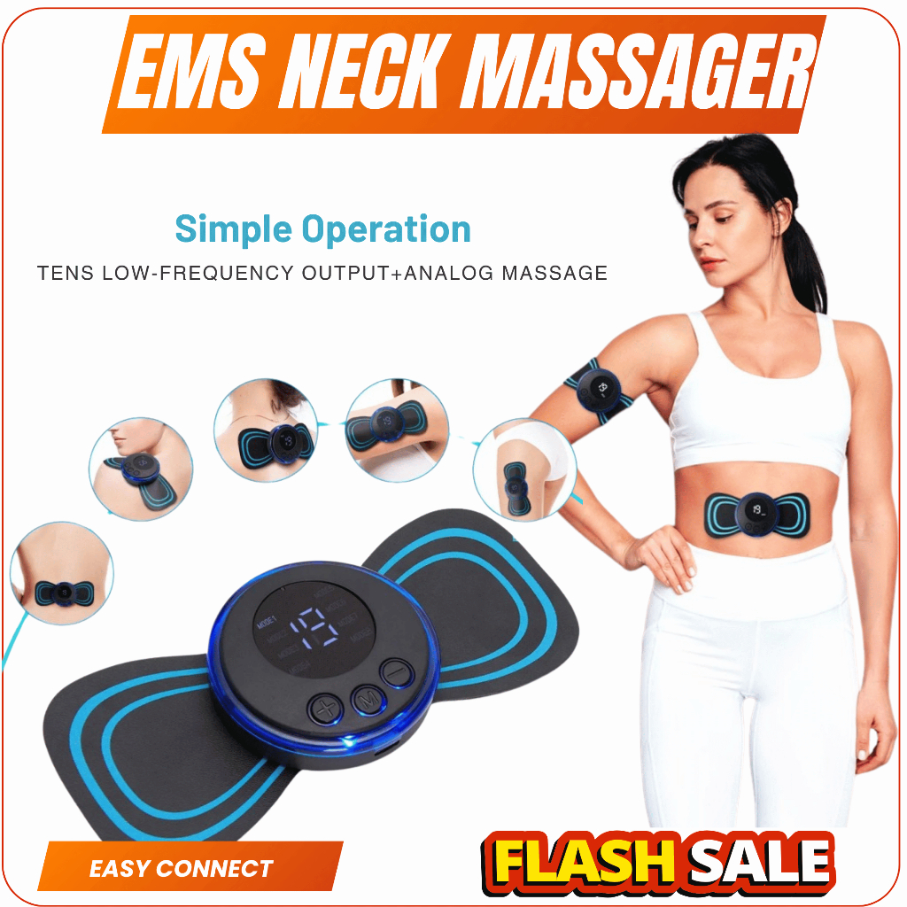 Rechargeable EMS Neck Massager - Portable Electric Therapy for Neck and ...