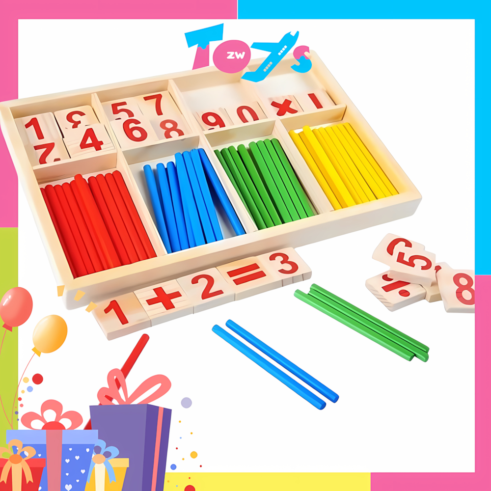 Gift Set Wooden Digital Stick Counting Game Color Number Box Educationd ...