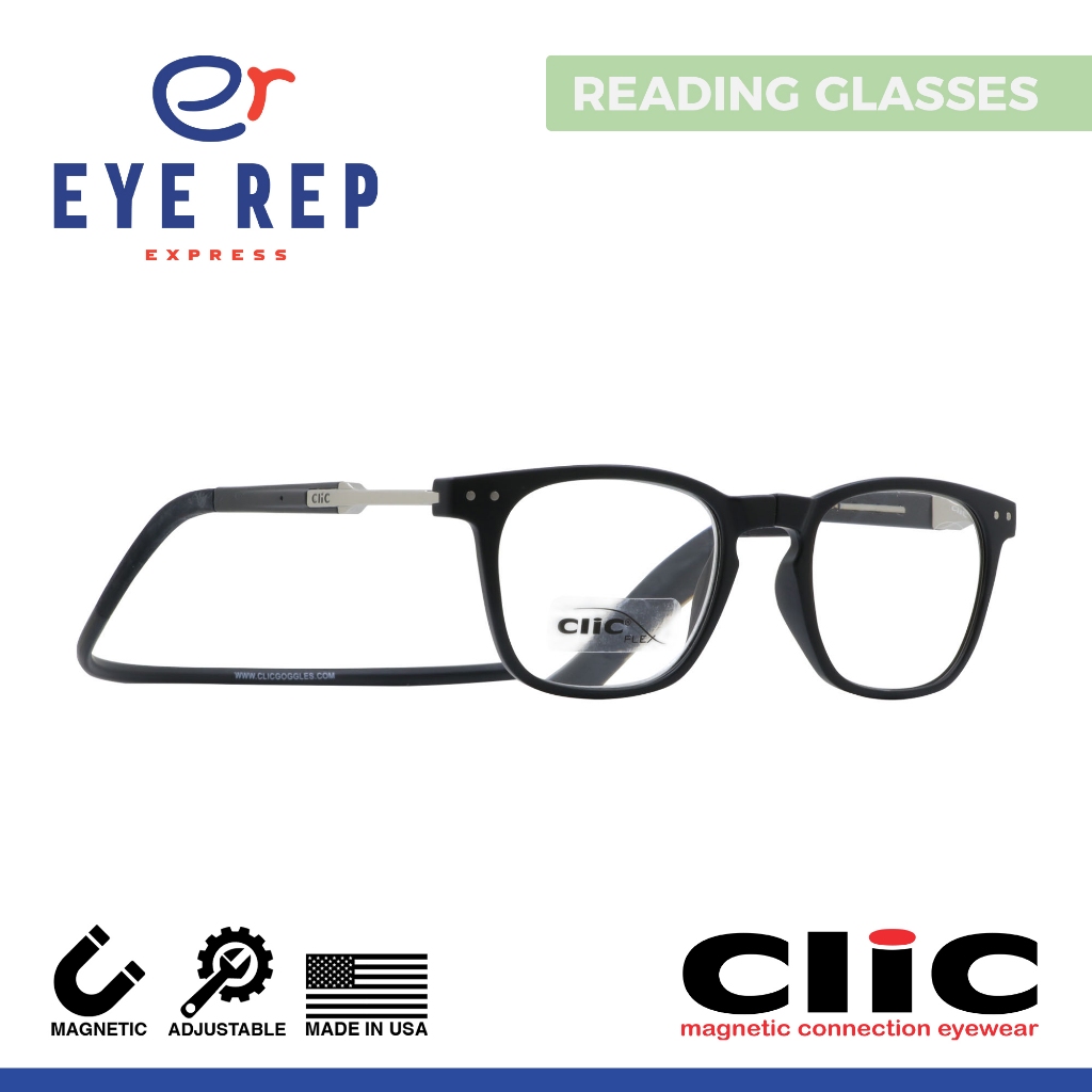 Clic Magnetic Manhattan Flex Reading Glasses for Women/Men Grade +1.00 to +3.00 (Black) | Shopee ...