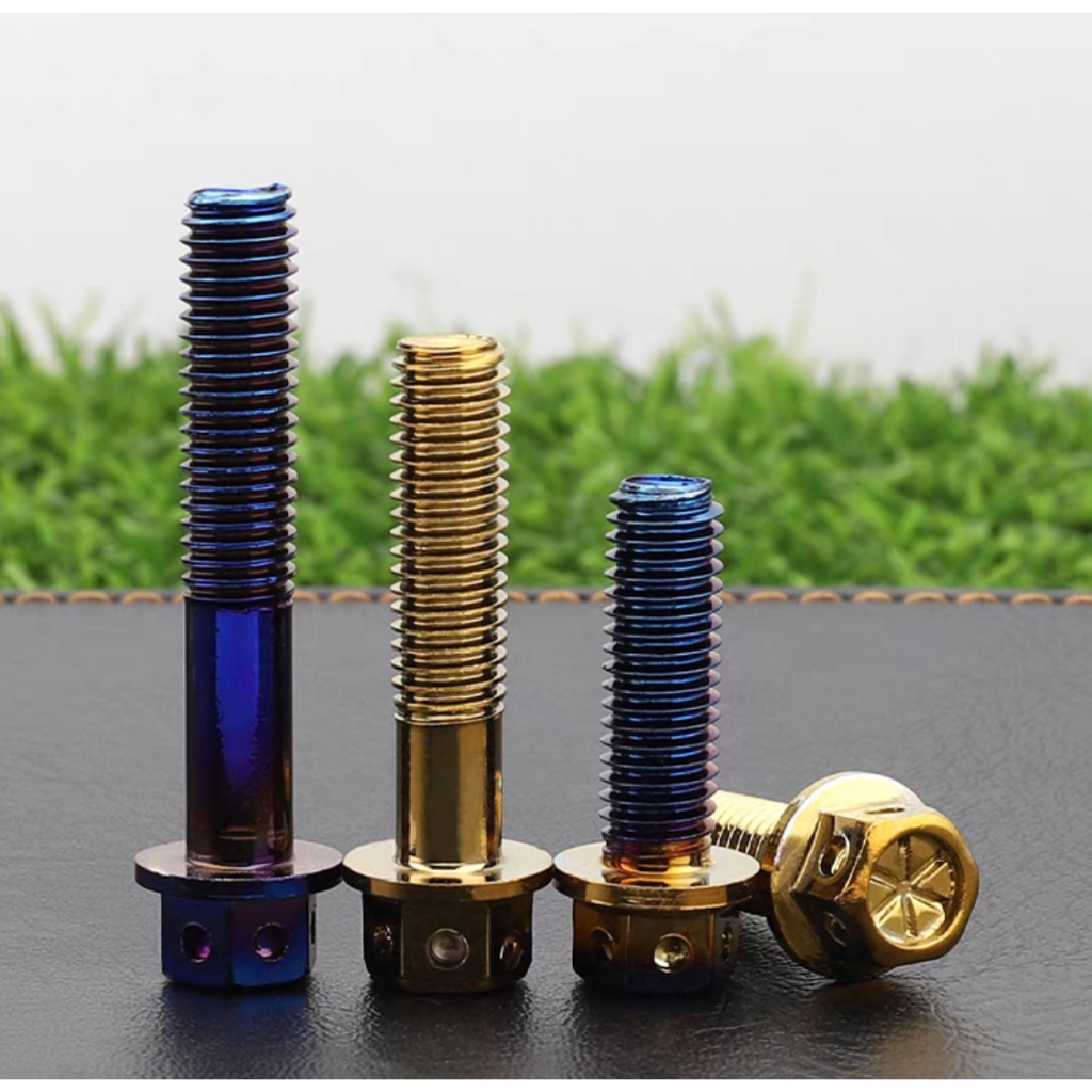 1PC Body Bolts M8*15 - M8*60 Gold/Titanium Flower Type Horn For ...