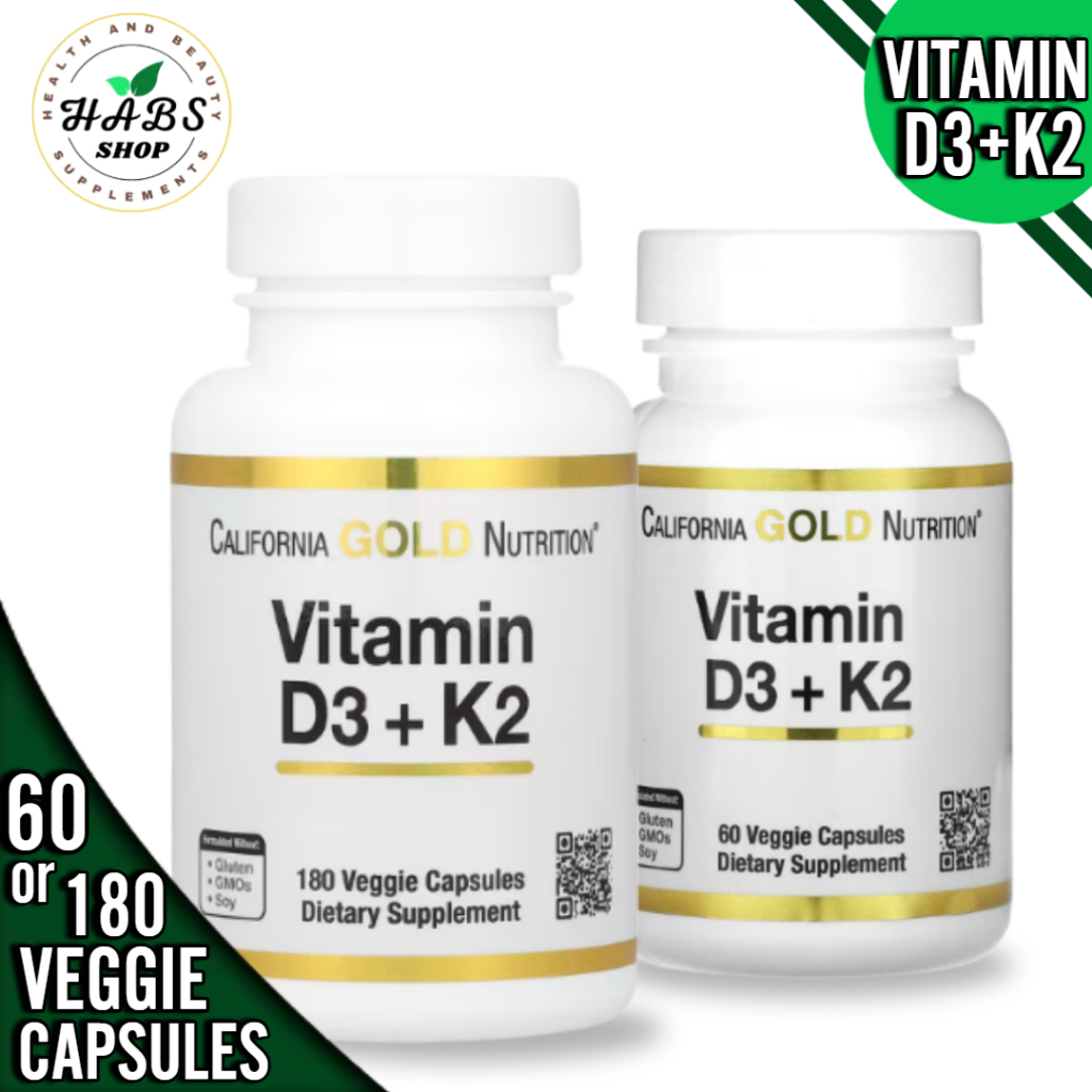 California Gold Nutrition, Vitamin D3 + K2, 60 or 180 Veggie Capsules ...
