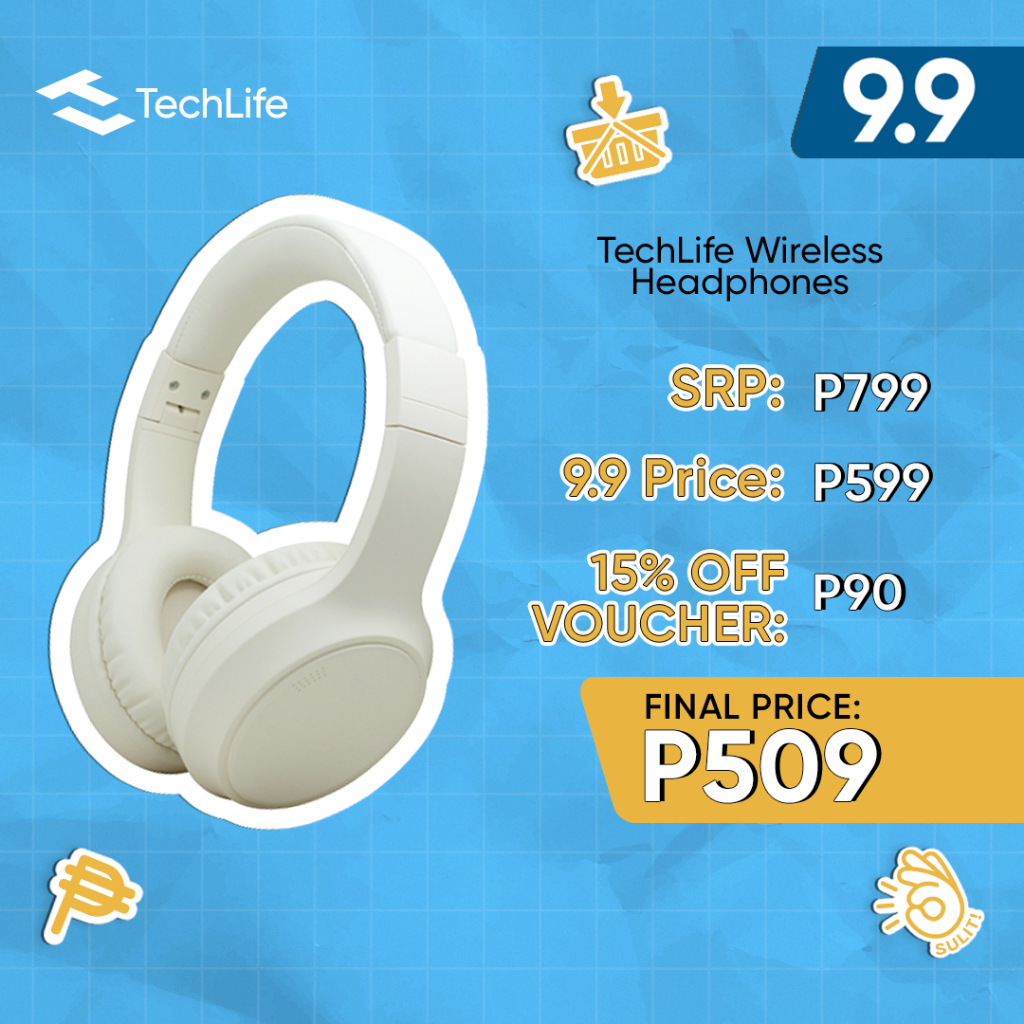 TechLife Wireless Headphones | Active Noise Cancellation | 15-Hour ...