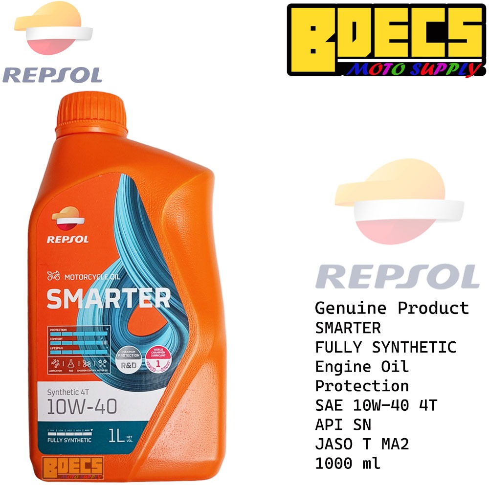 REPSOL Smarter Fully Synthetic 10W40 4T (MOTO SINTETICO) Motorcycle ...