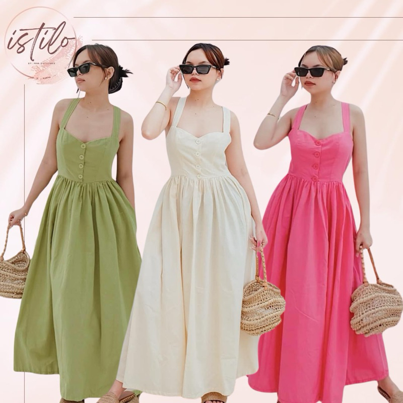 FRANCES "MIDI" PLAIN COTTON LINEN DRESS by Istilo Taytay | Shopee ...