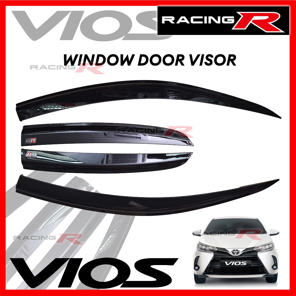 Toyota Vios 2019 to 2025 INJECTION TYPE GR LOGO Window Door Rain Visor ...
