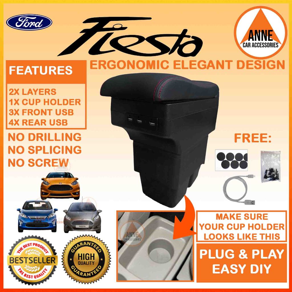 Ford Fiesta All Year OEM Armrest Console Box Premium - Double Layer ...