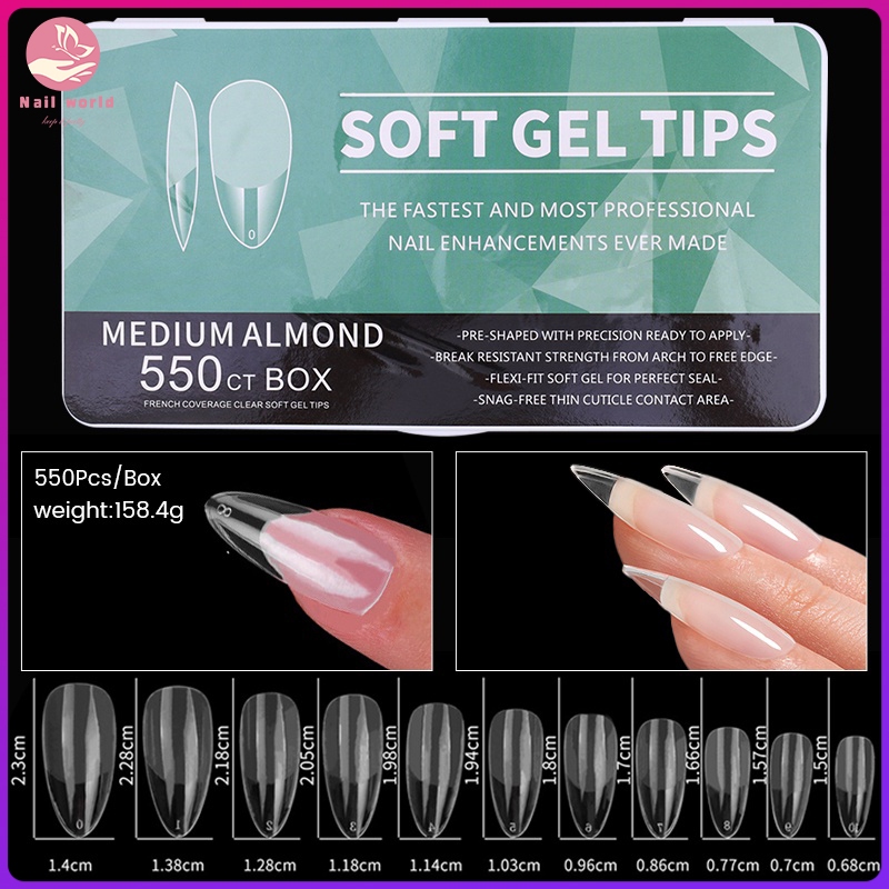 Nail.world Matte Soft Gel Tips False Press on Coffin Almond Oval Square ...