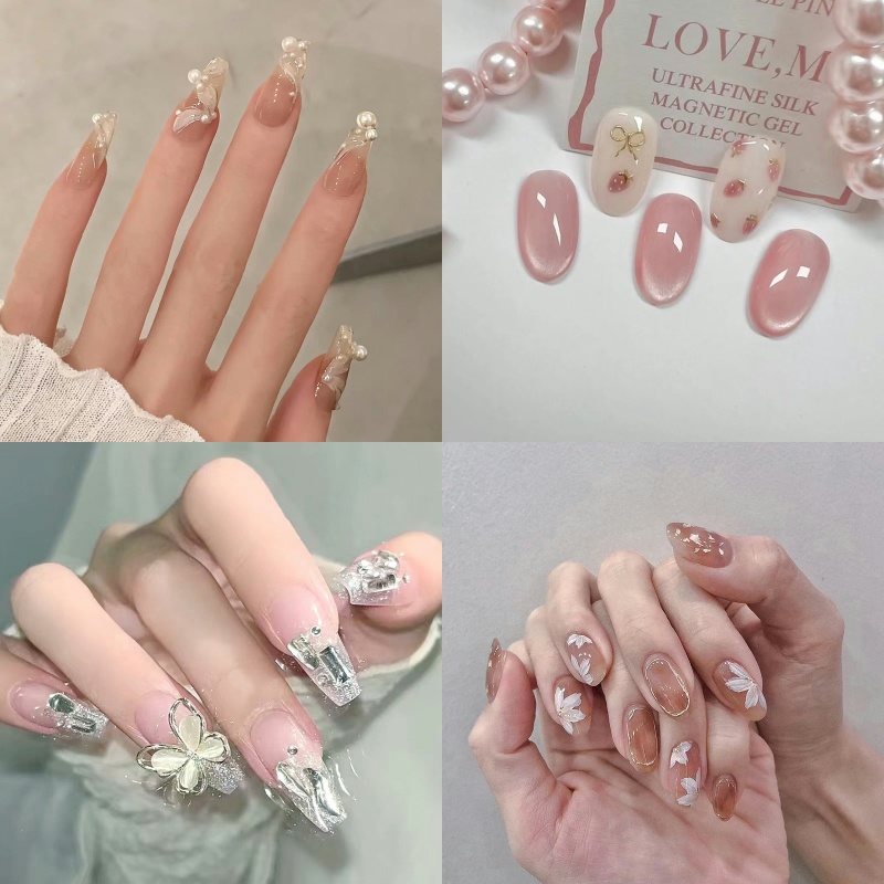 24pcs Removable Fake Nails Wear Paragraph Fashion Manicure Patch False ...
