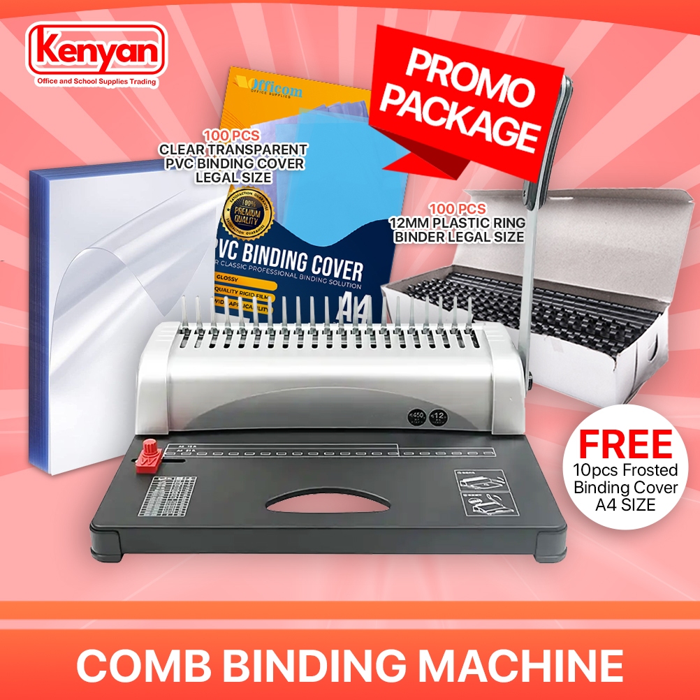 A4 Comb Binder Set Machines + 100 Plastic Ring Binders + PVC & PP Clear ...