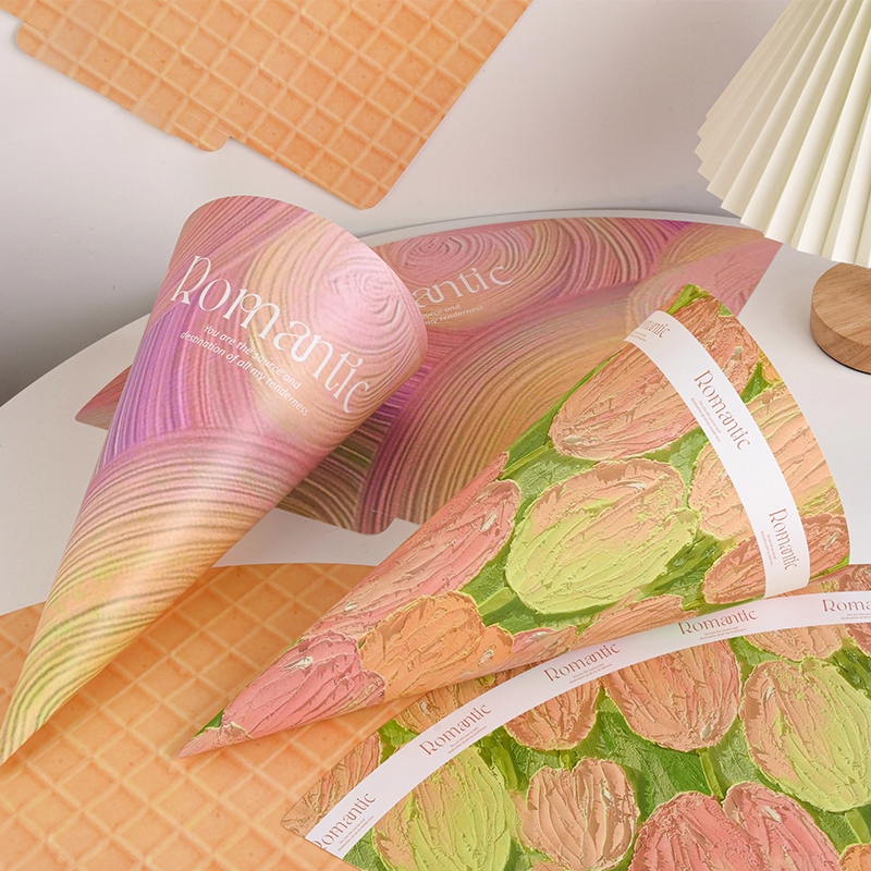 20pcs Bouquet Wrapper Paper Ice Cream Creative Flower Wrapping Fan ...