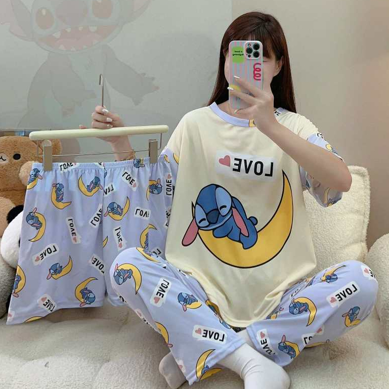 New cotton 3in1 Terno pajama set for women/ Round Neck sleepwear ...