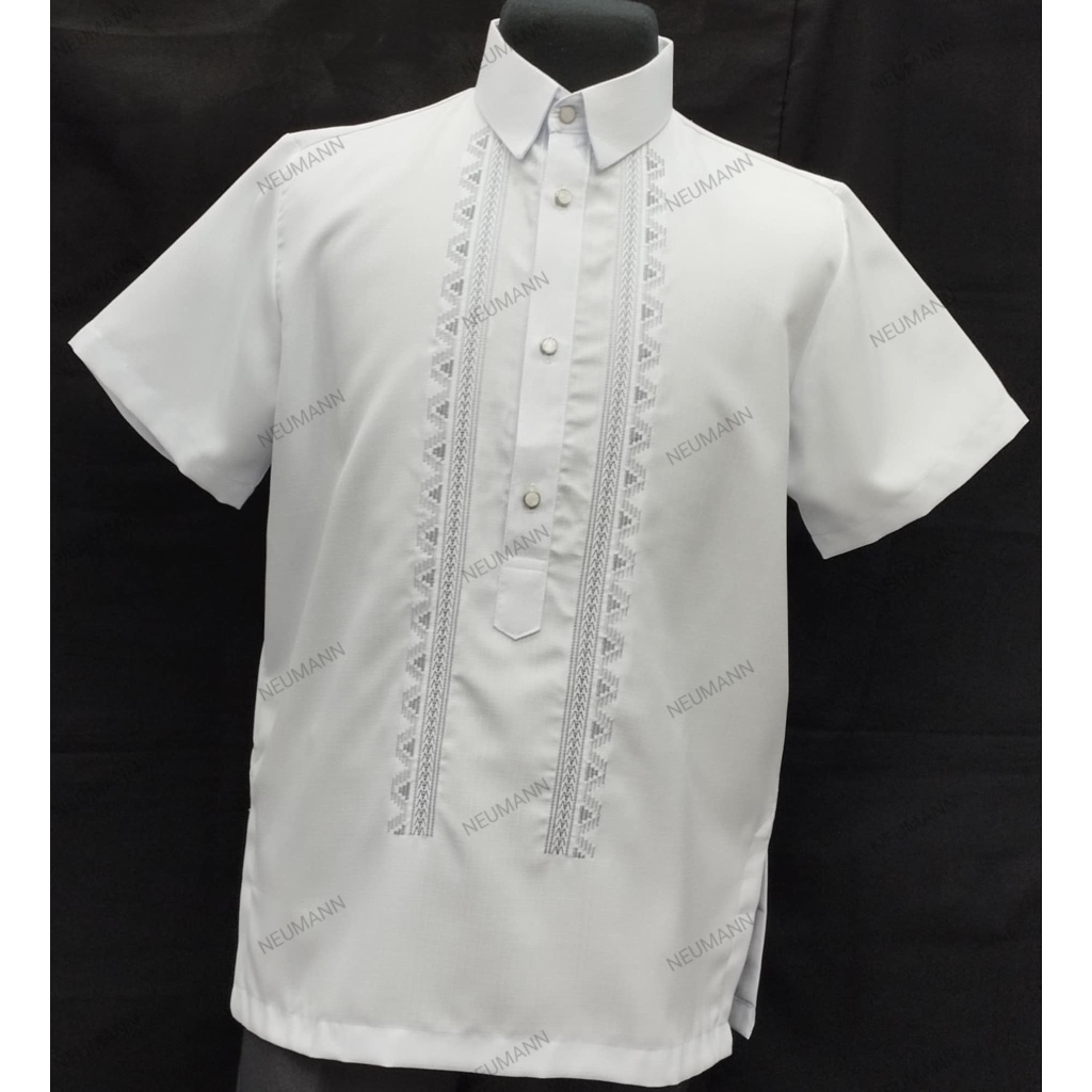 NEUMANN LINEN POLO BARONG (C#60) White | Shopee Philippines