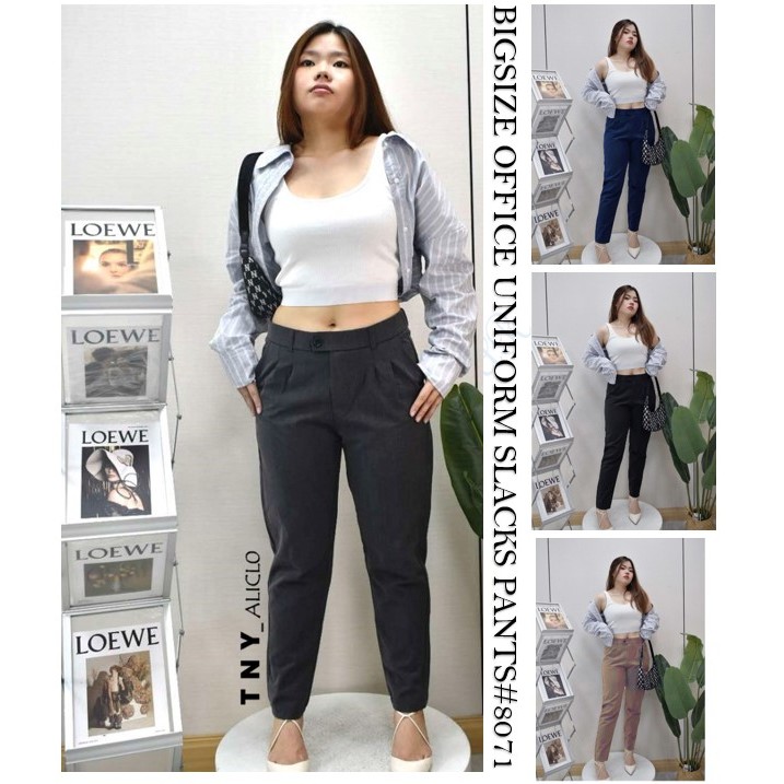 28-42 (8071) Side Button Lock Elasticated Waist Baston Slacks Straight ...