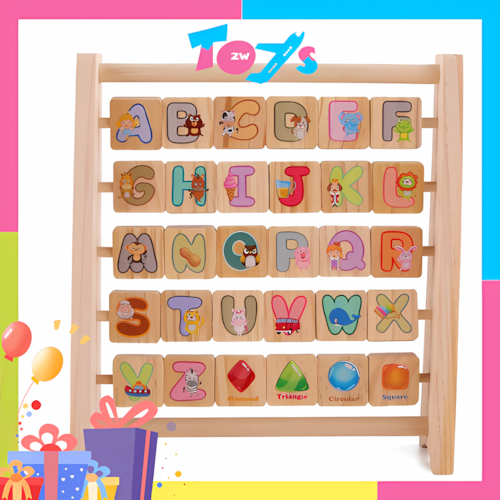 Gift Box Wooden Alphabetical Flip Frame Letter Animal Blocks Frame ...