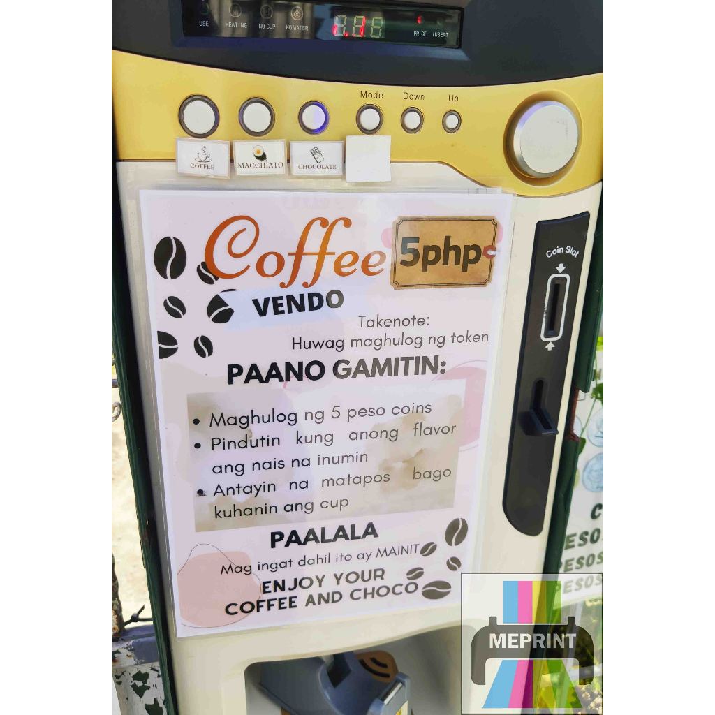 Coffee Vendo A4 Laminated Cover with Adhesive Waterproof | Shopee ...