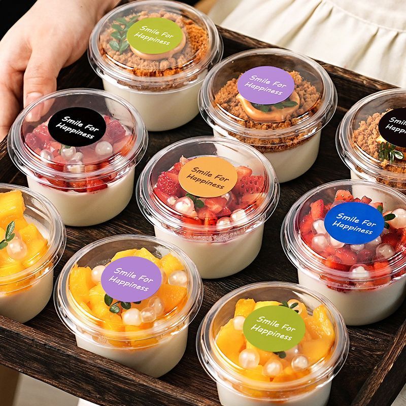 50Pcs Clear Pudding Cup Mini Dessert Plastic Container With Lid Dessert ...