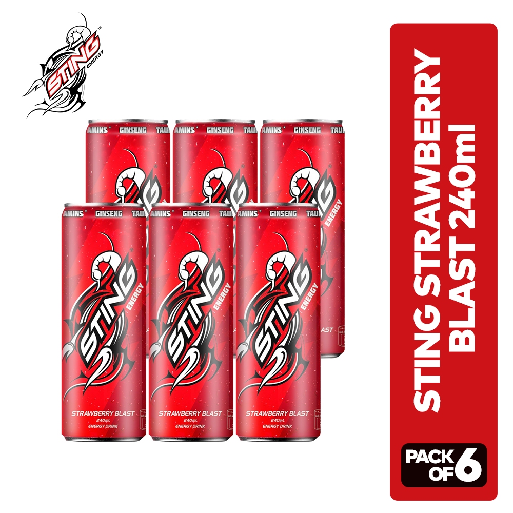 Sting Strawberry Blast 240ml Energy Drink in Can - Bundle of 6 | Shopee ...